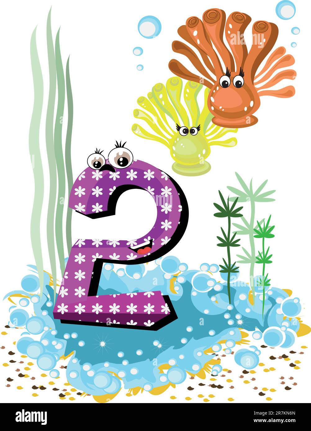 Sea animals and numbers series for kids, from 0 to 10 - 2 corals Stock ...