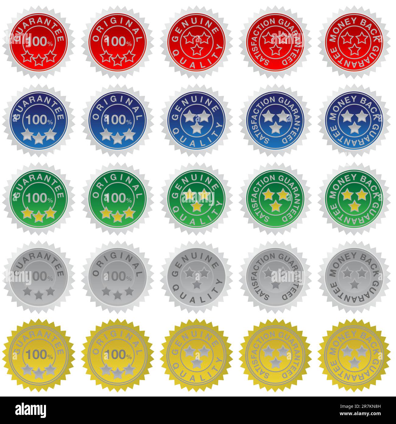 Illustration of different Seals in red, blue, green, silver and golden ...