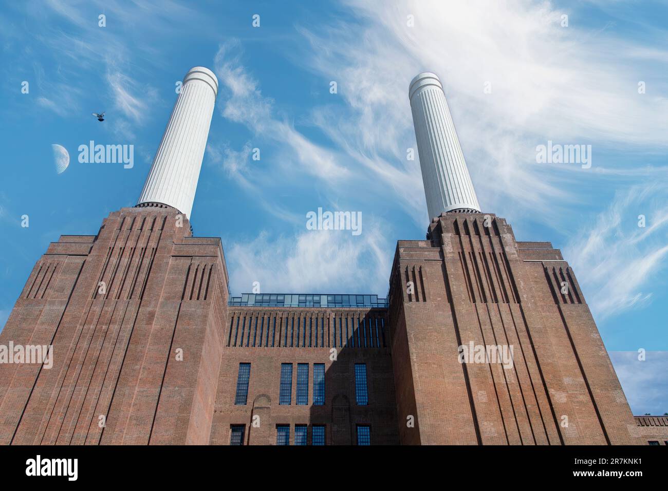 London, UK, Sept 2022; Low angle view of two of the four iconic ...