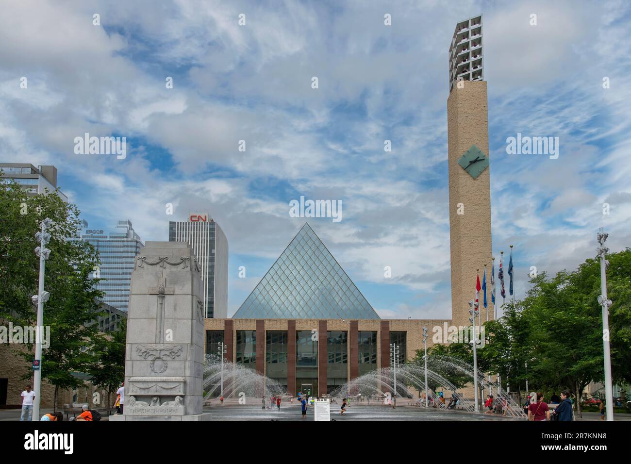 Edmonton, AB, Canada-July 2022; View over Sir Winston Churchill Square ...
