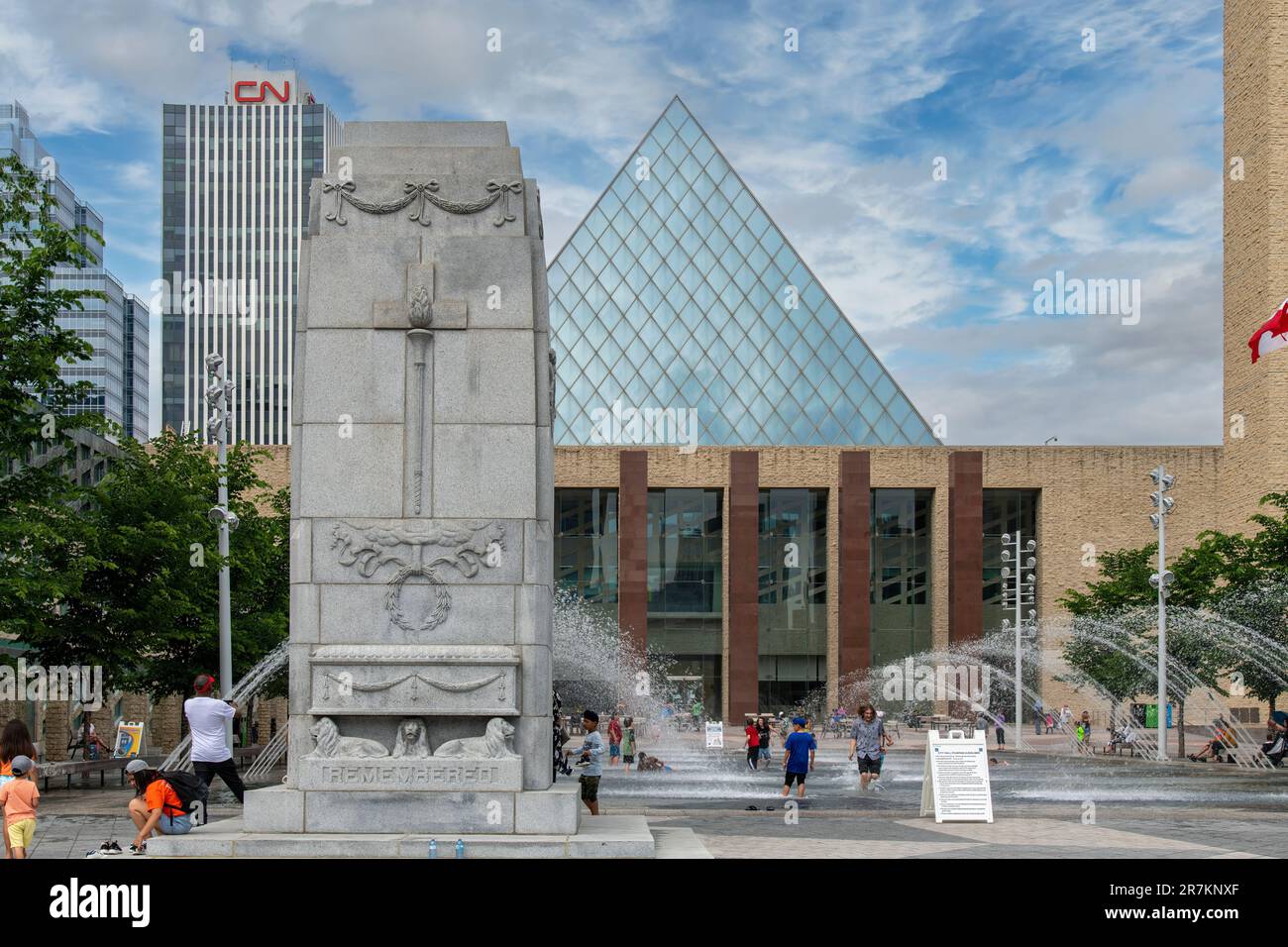 Edmonton, AB, Canada-July 2022; View over Sir Winston Churchill Square ...