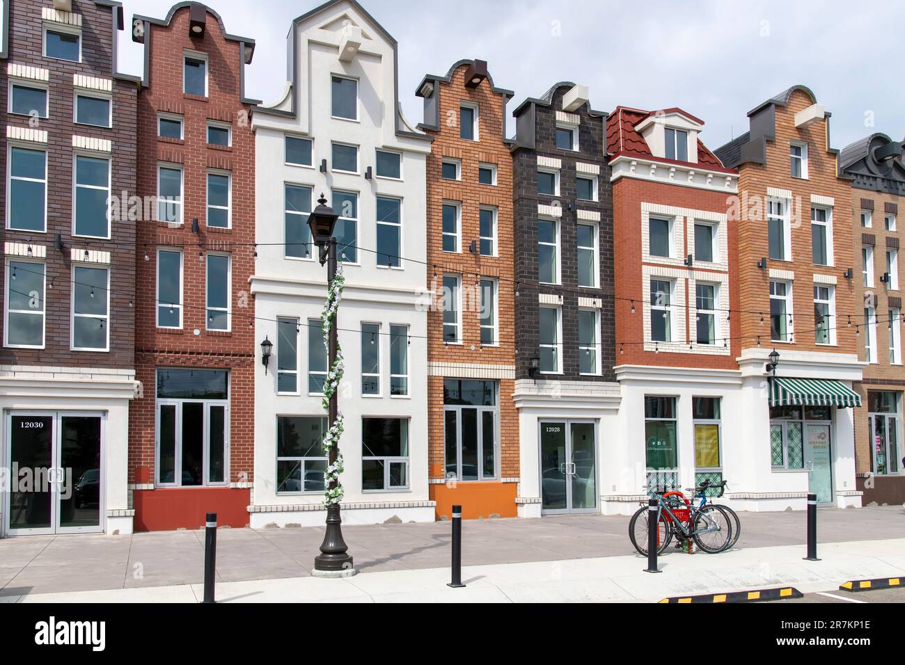 Edmonton, AB, Canada-July 2022; View of the façade of the buildings in ...