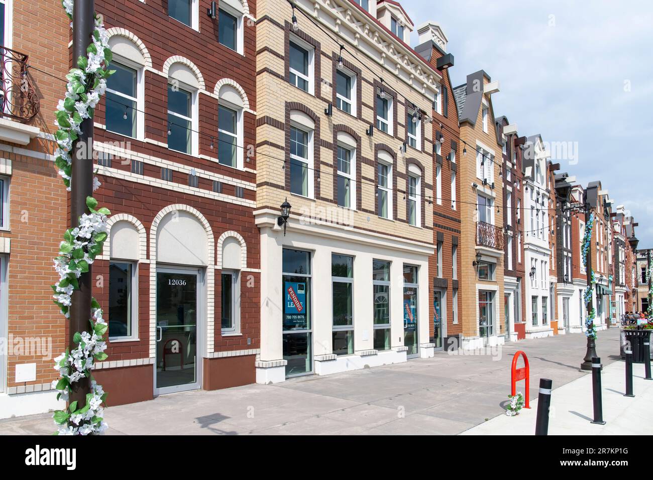 Edmonton, AB, Canada-July 2022; View of the façade of the buildings in ...