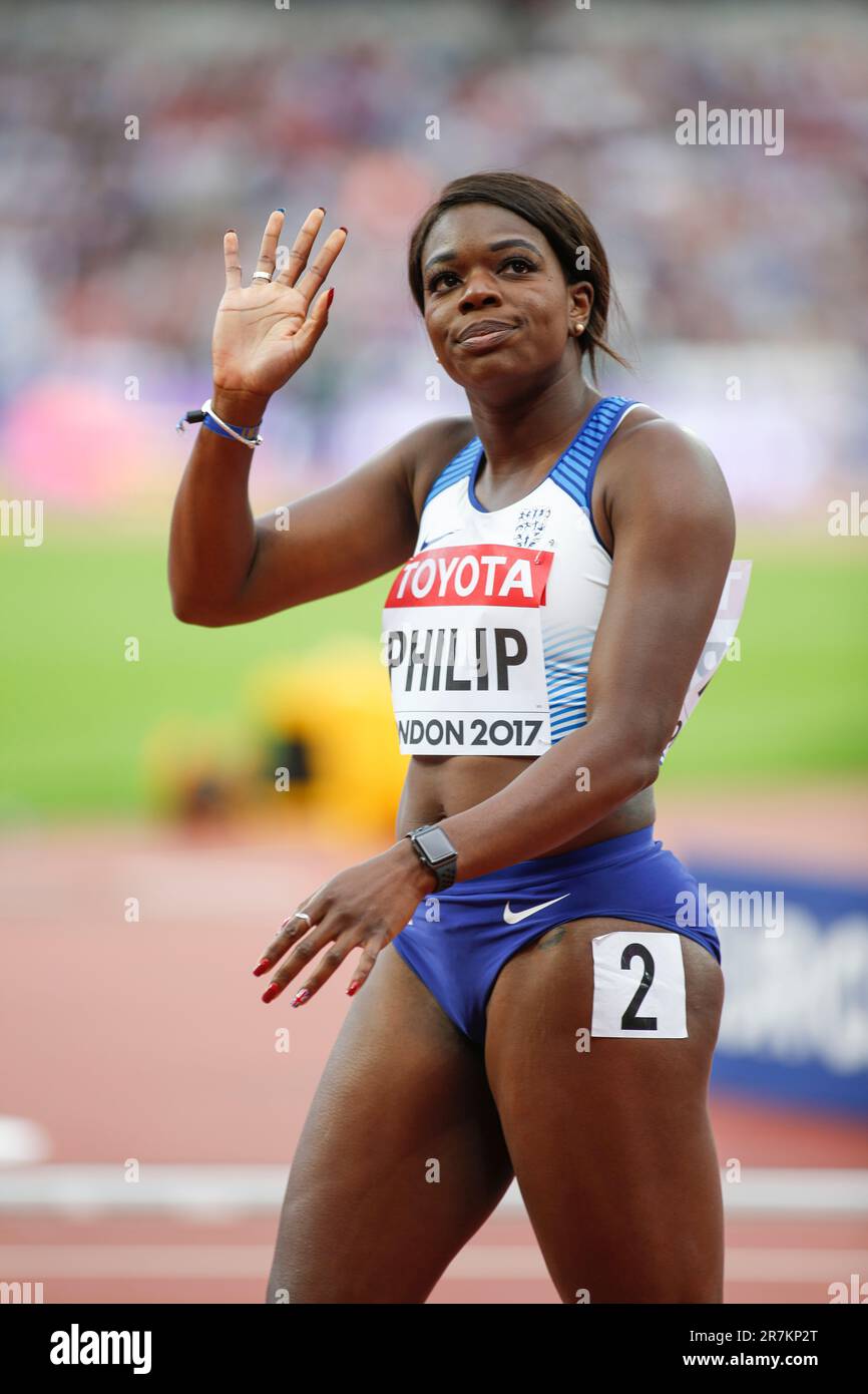 Asha Philip participating in the 100 meter at the World Athletics ...