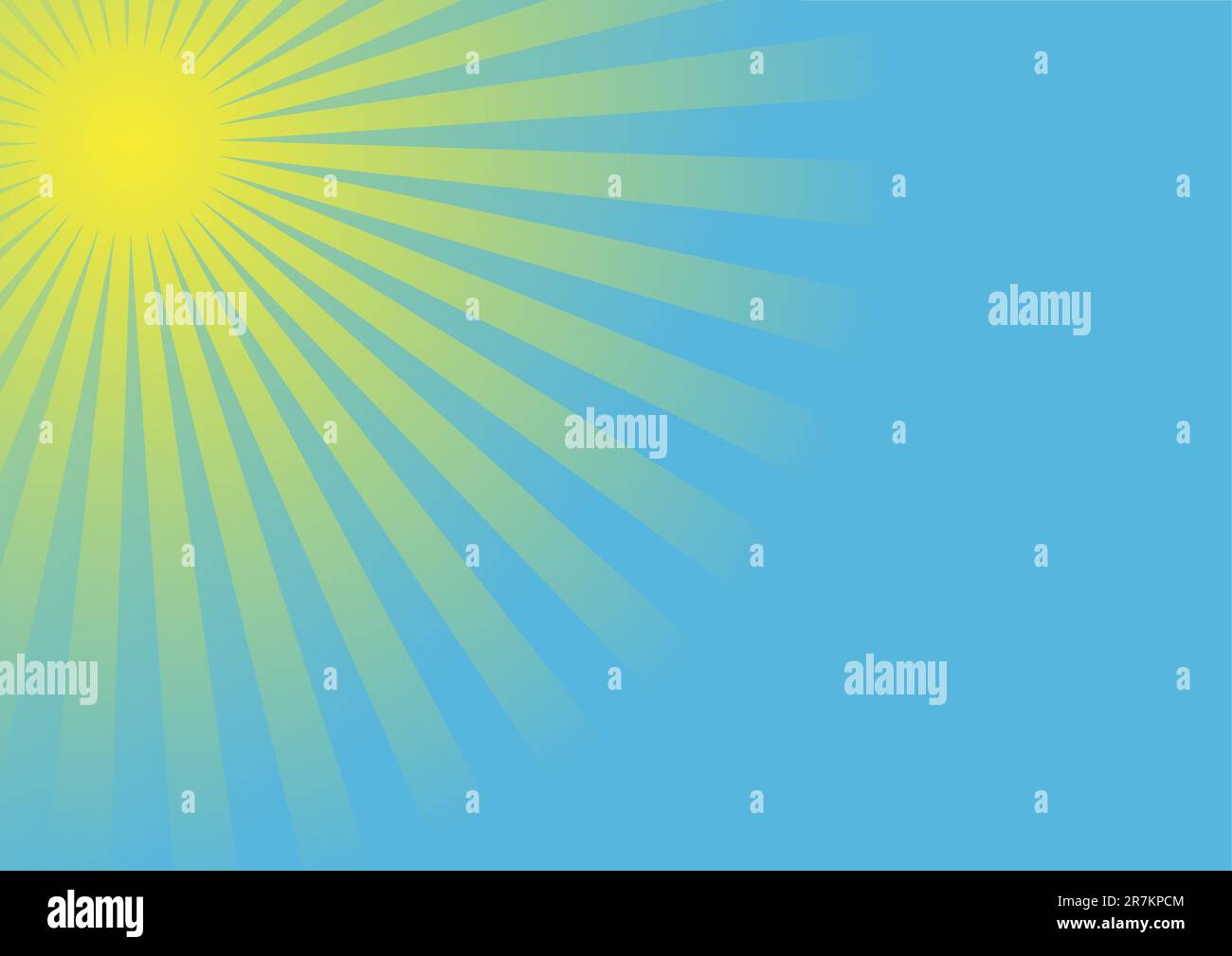 Summer Background - Yellow Sun Rays on Blue Background Stock Vector ...