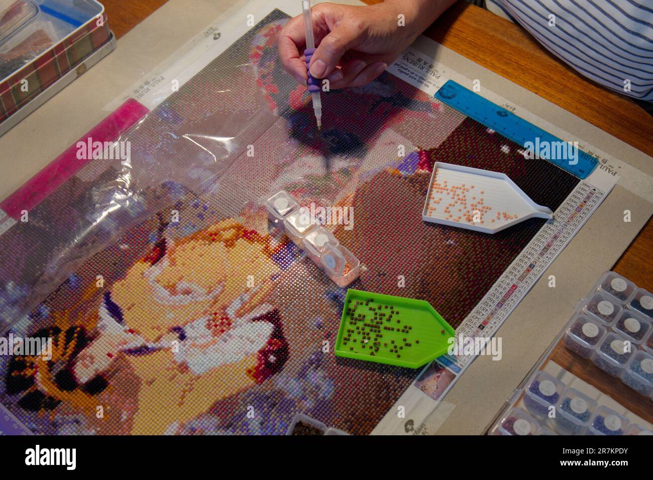 Adult Crafting - Diamond Art Stock Photo - Alamy