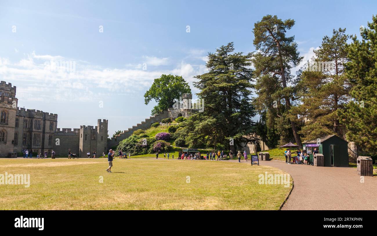 Picturesque landscaped views of Warwick Castle grounds in Warwickshire ...