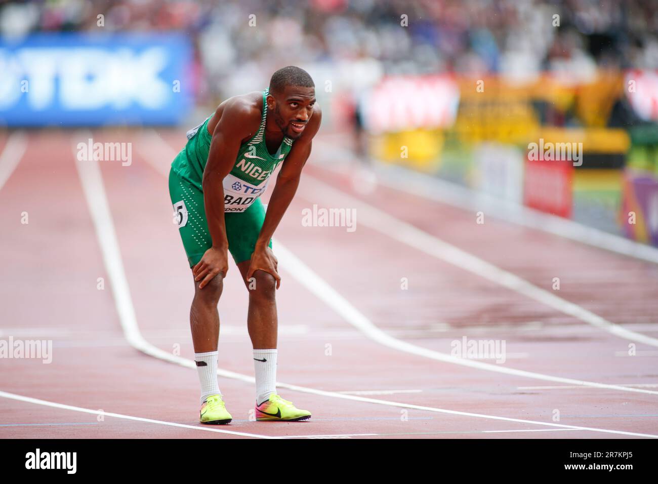 Edose Ibadin participating in the 800 meter at the World Athletics ...