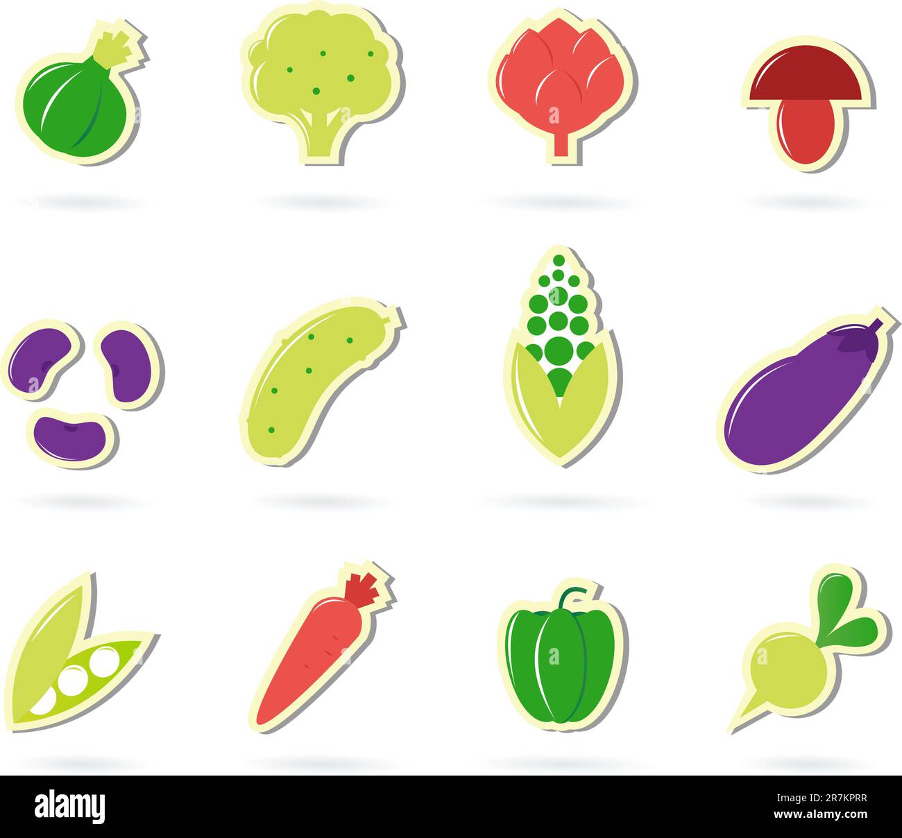 12 icon collection of different vegetable, healthy food. Vector Stock ...