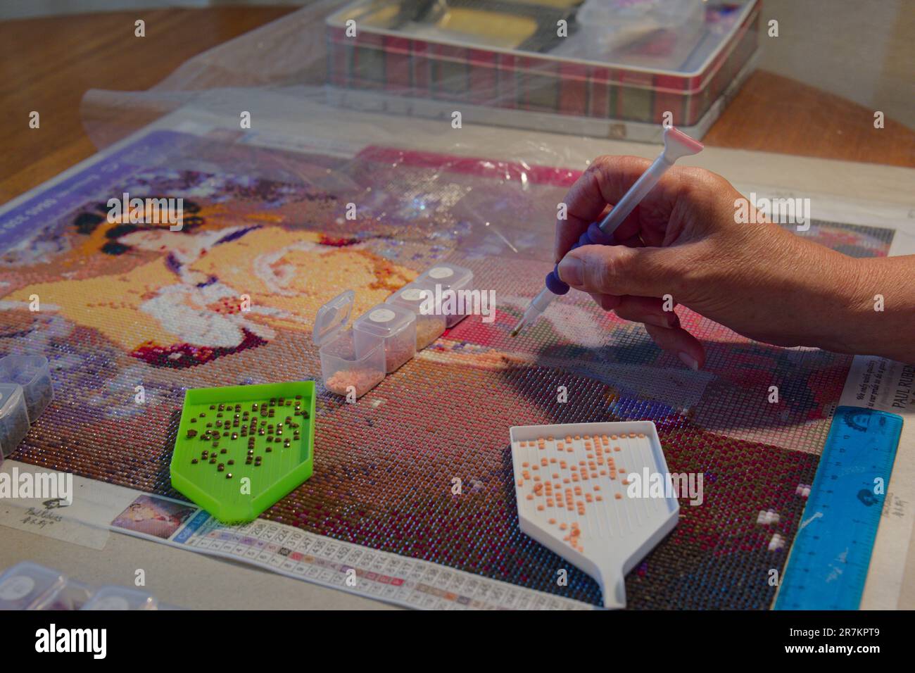 Adult Crafting - Diamond Art Stock Photo - Alamy