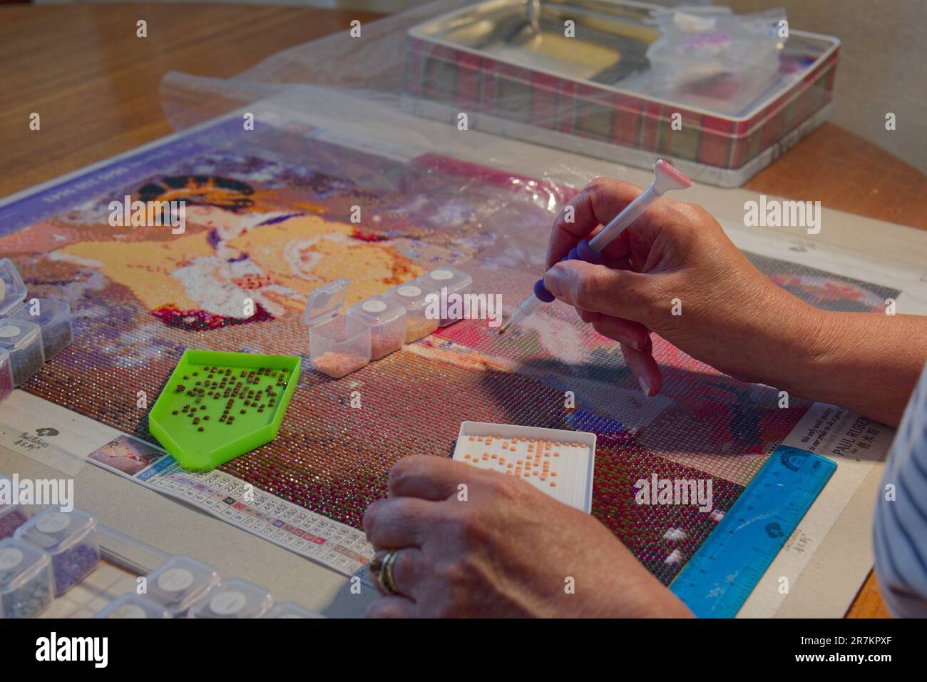 Adult Crafting - Diamond Art Stock Photo - Alamy