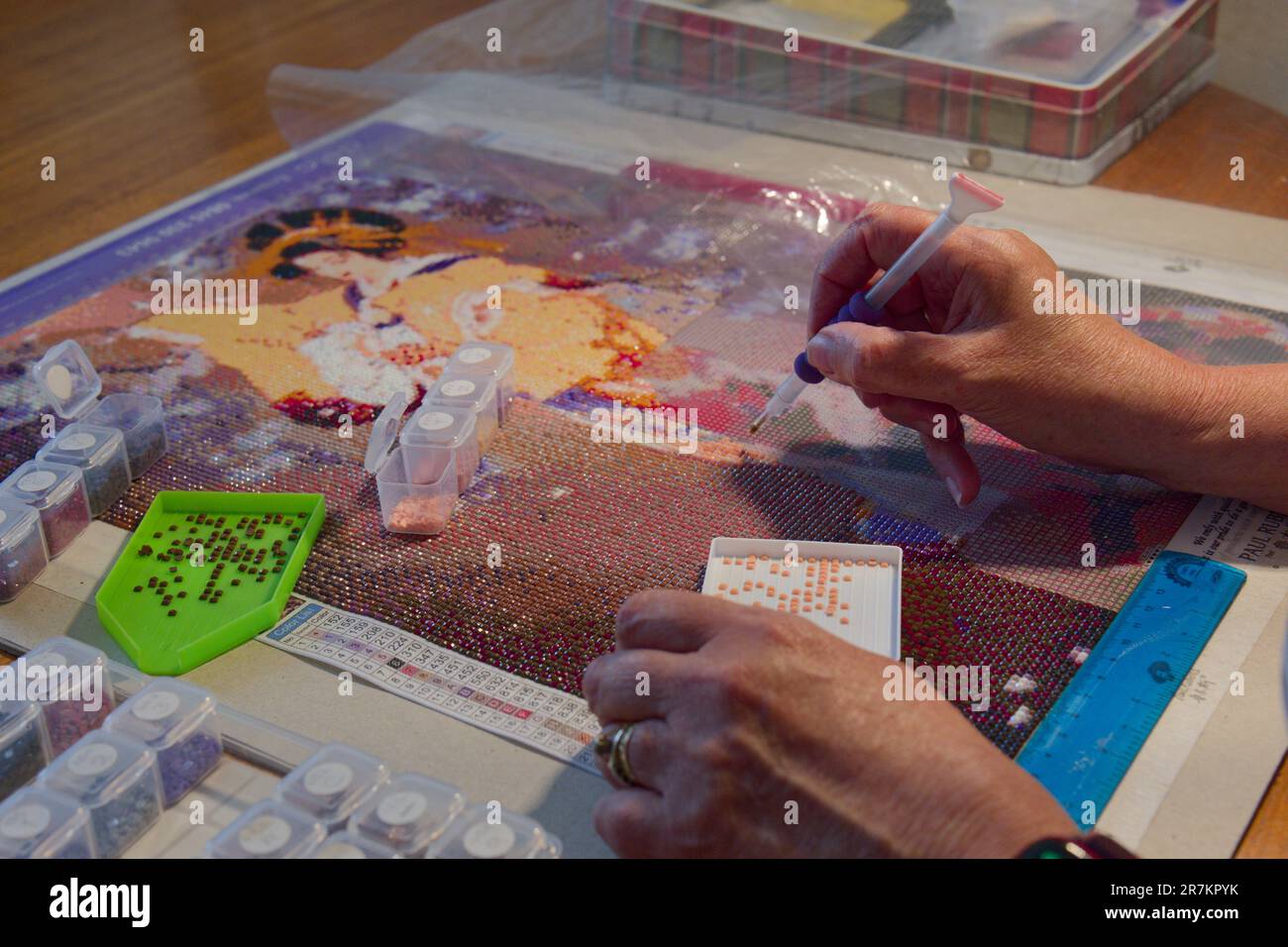 Adult Crafting - Diamond Art Stock Photo - Alamy