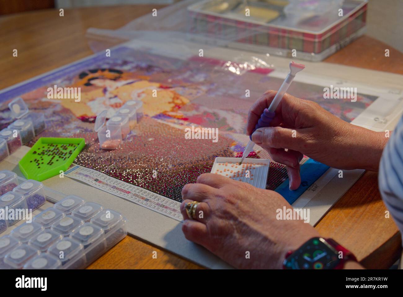 Adult Crafting - Diamond Art Stock Photo - Alamy