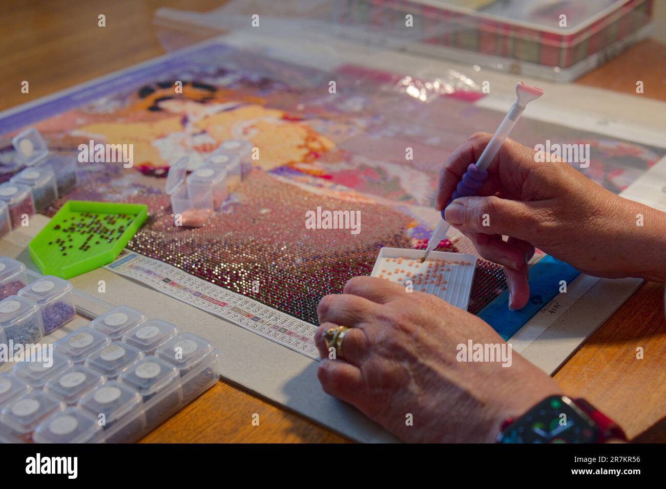 Adult Crafting - Diamond Art Stock Photo - Alamy