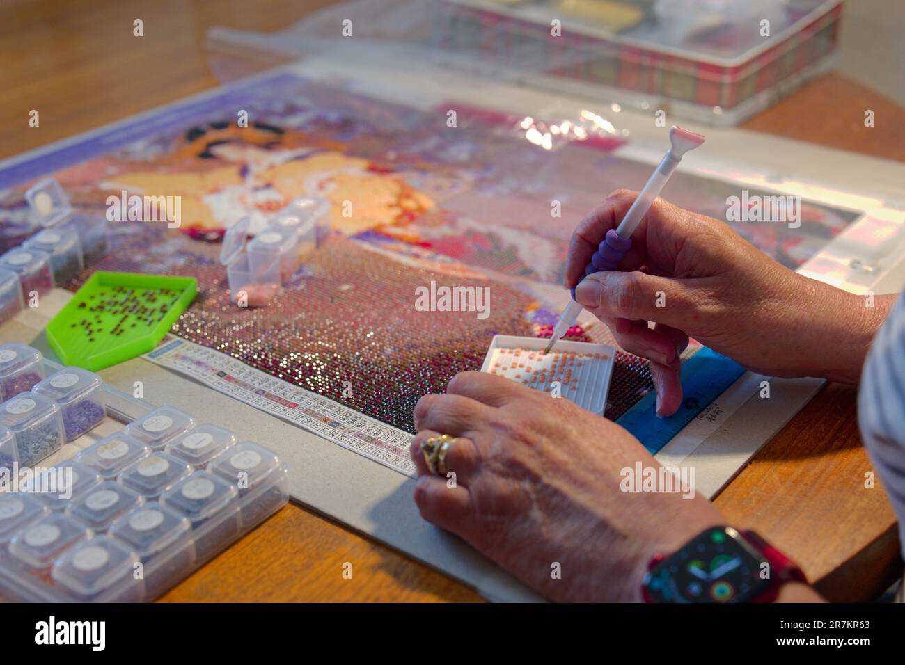 Adult Crafting - Diamond Art Stock Photo - Alamy