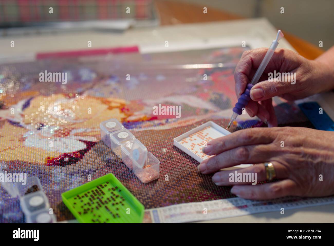 Adult Crafting - Diamond Art Stock Photo - Alamy