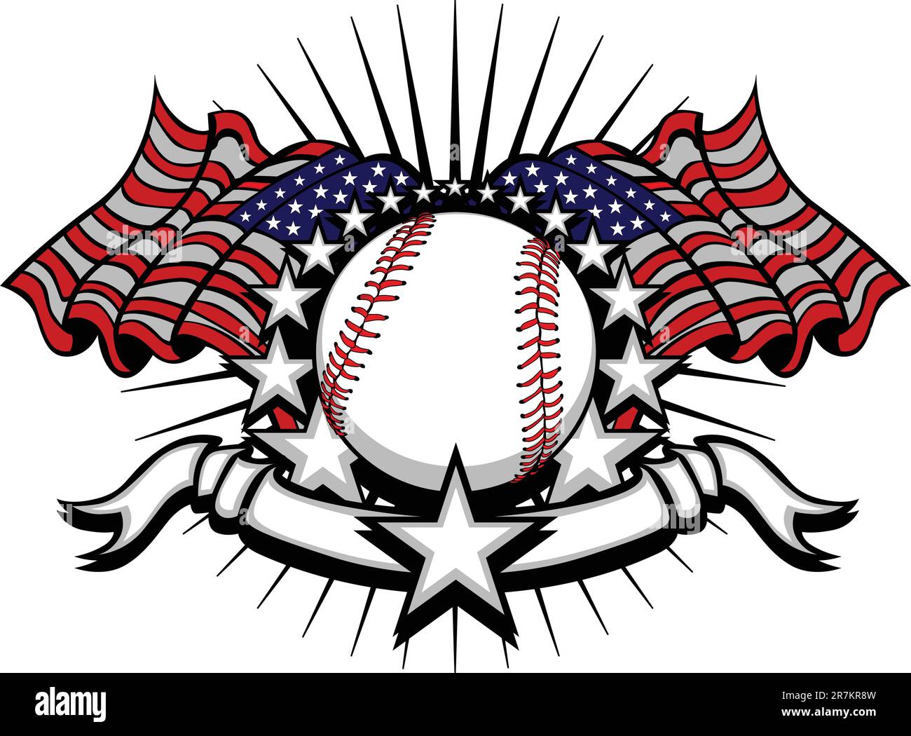 Stars and Stripes Patriotic baseball image with American Flags Stock ...