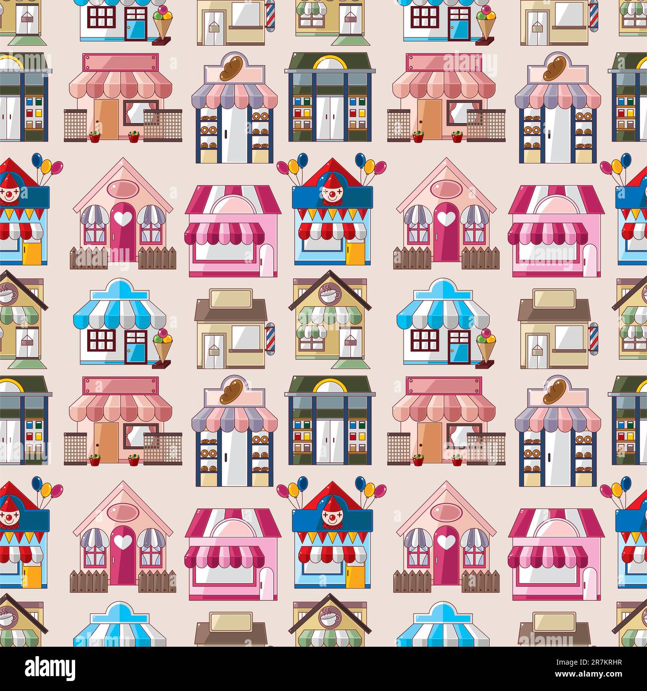 cartoon house / shop seamless pattern Stock Vector Image & Art - Alamy