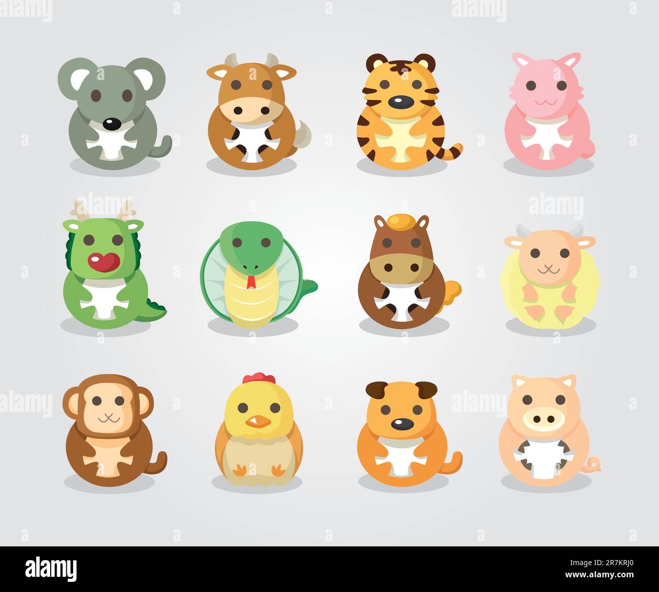 12 animal icon set,Chinese Zodiac animal Stock Vector Image & Art - Alamy