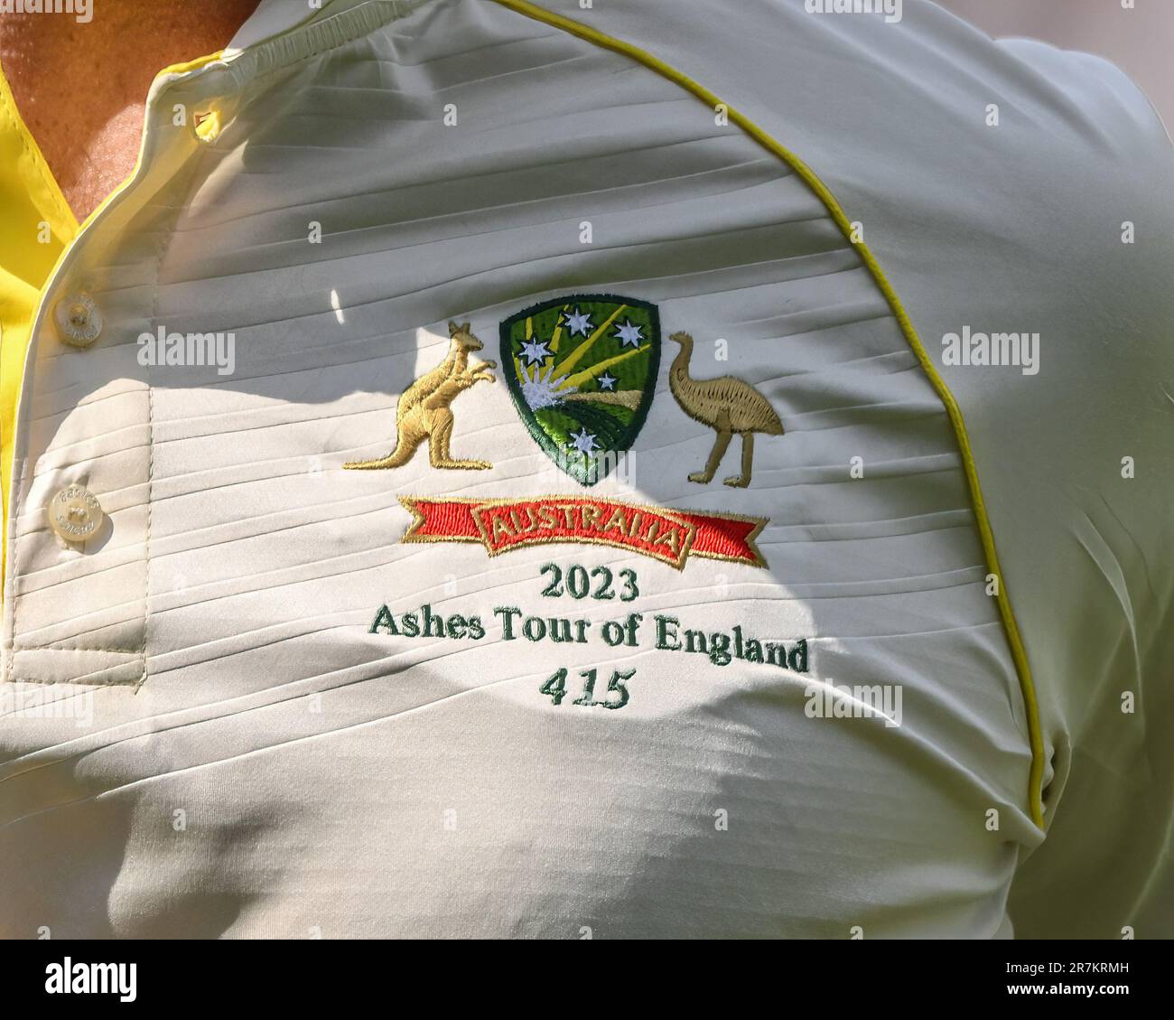 Steven Smith of Australia’s tour badge on his shirt during the LV ...