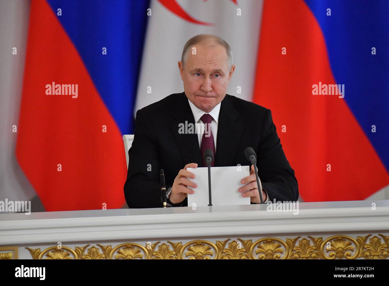 Moscow. Russian President Vladimir Putin during a statement following ...