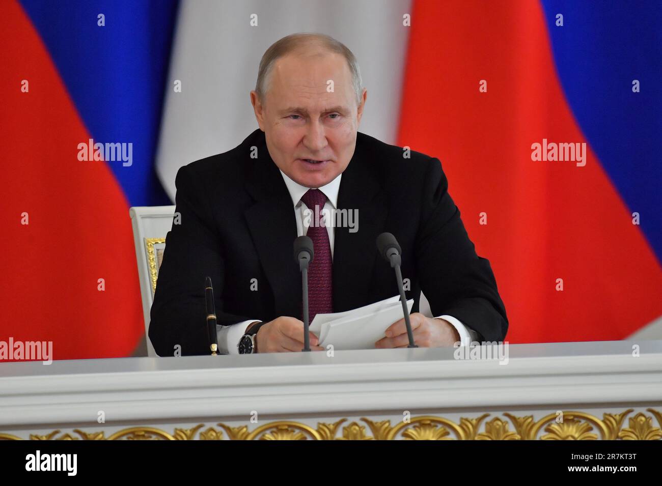 Moscow. Russian President Vladimir Putin during a statement following ...