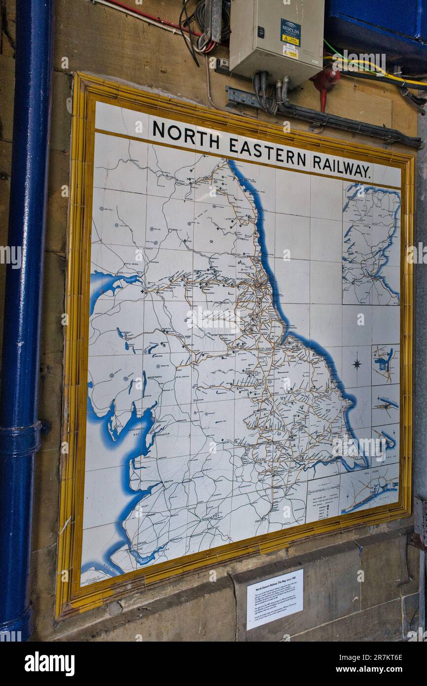 North Eastern Railway wall map Stock Photo - Alamy