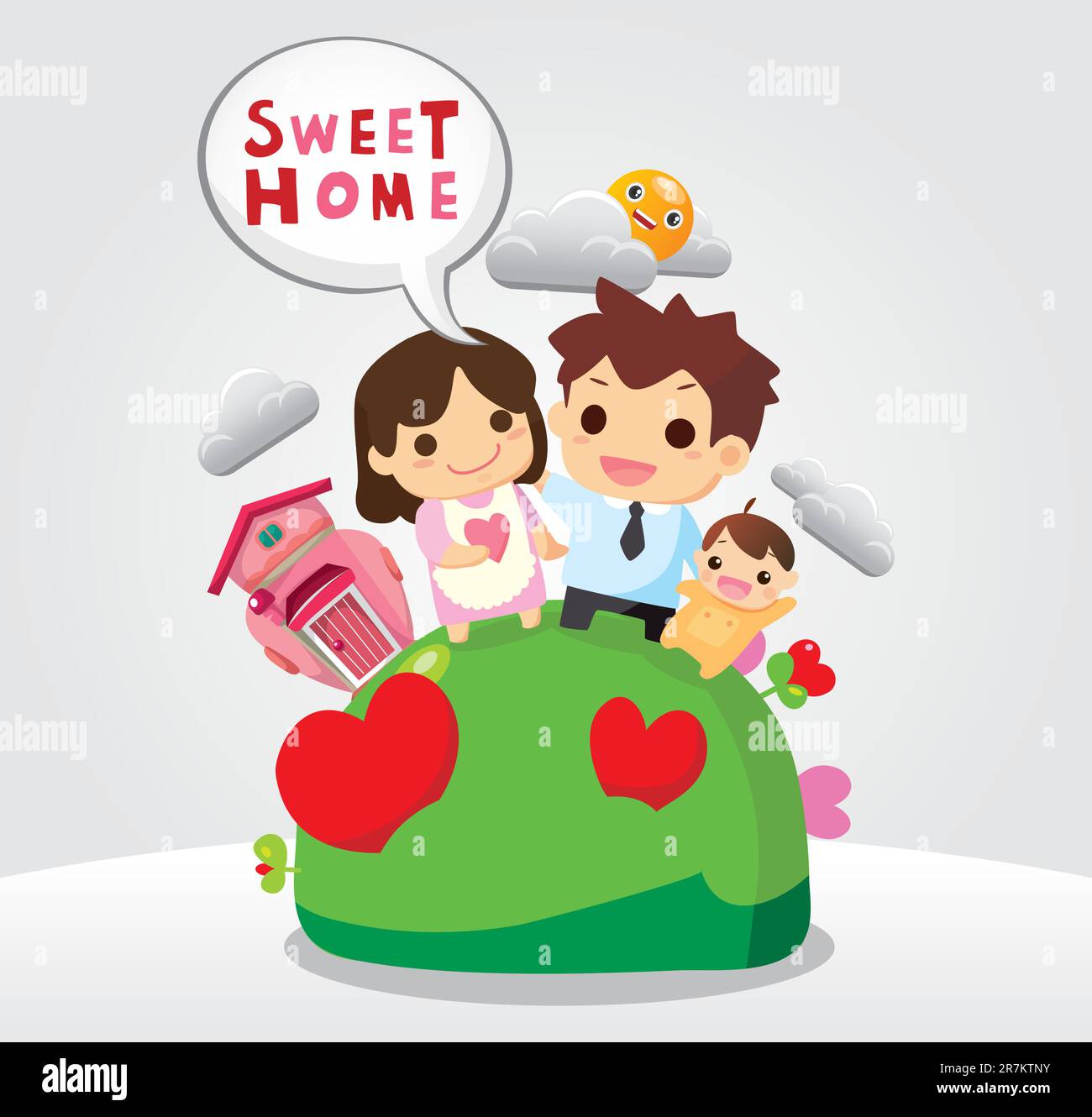 Mother son daughter home Stock Vector Images - Alamy