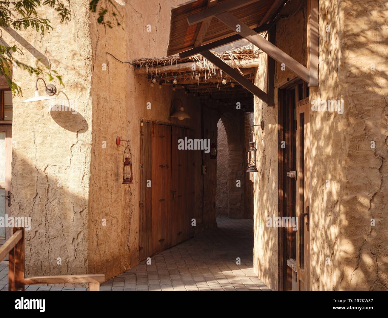 Al seef old historical district with traditional Arabic architecture ...