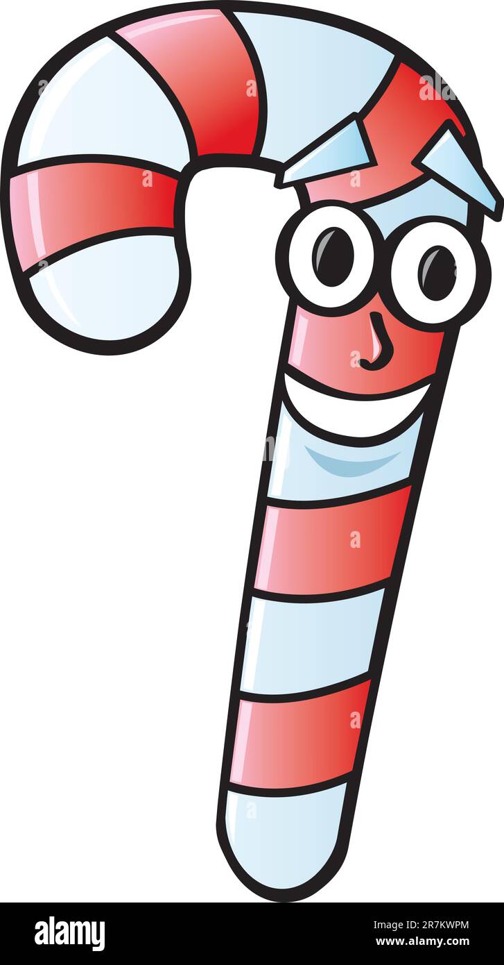 A holiday candy cane with a smiling cartoon face Stock Vector Image ...