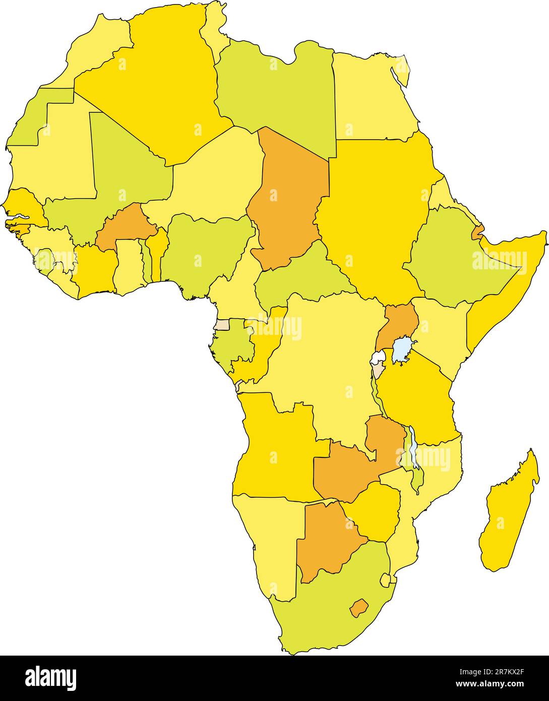 political map of africa with country territories in different colors ...