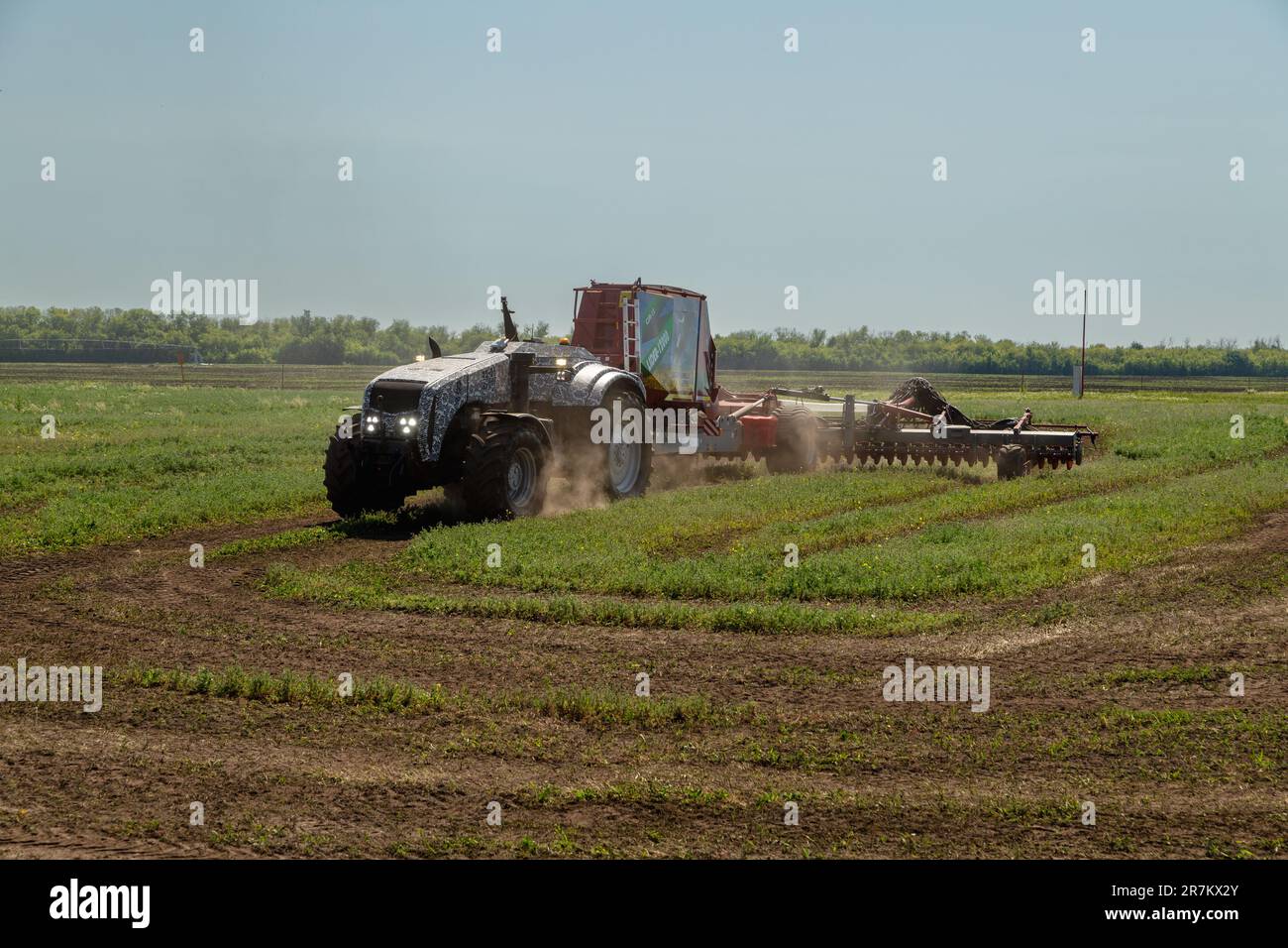 Russia, Republic of Tatarstan, Kazan - July, 2022: Autonomous tractor ...