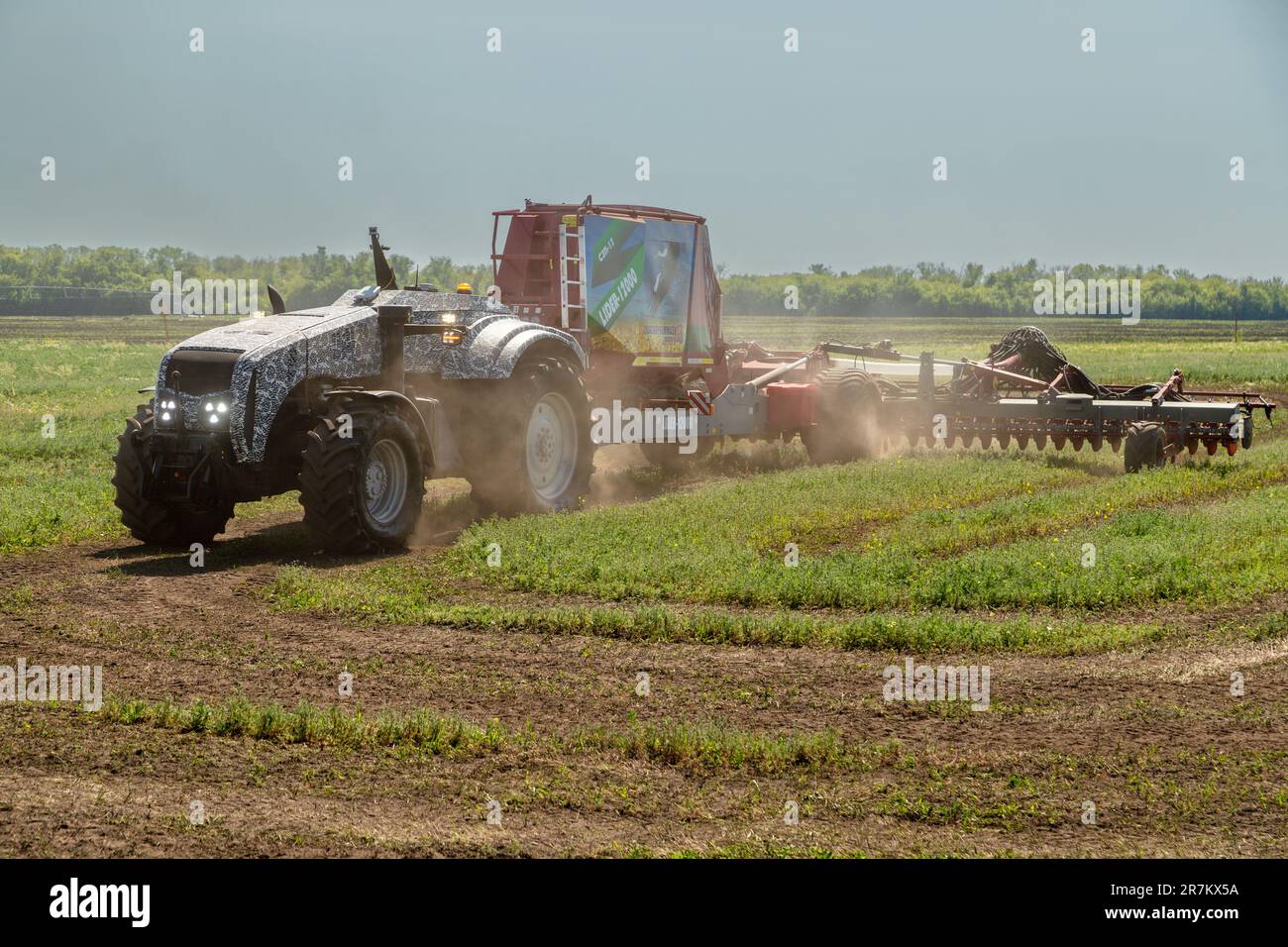 Russia, Republic of Tatarstan, Kazan - July, 2022: Autonomous tractor ...