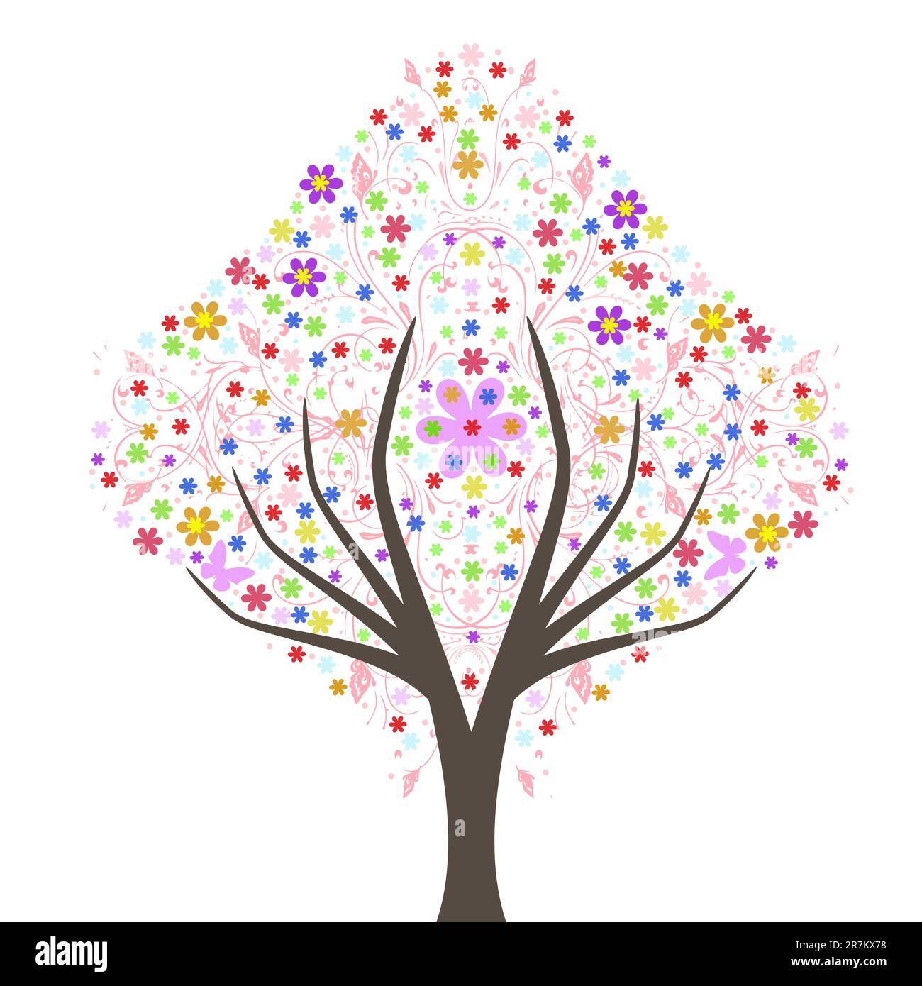 Abstract art tree of summer floral pattern Stock Vector Image & Art - Alamy