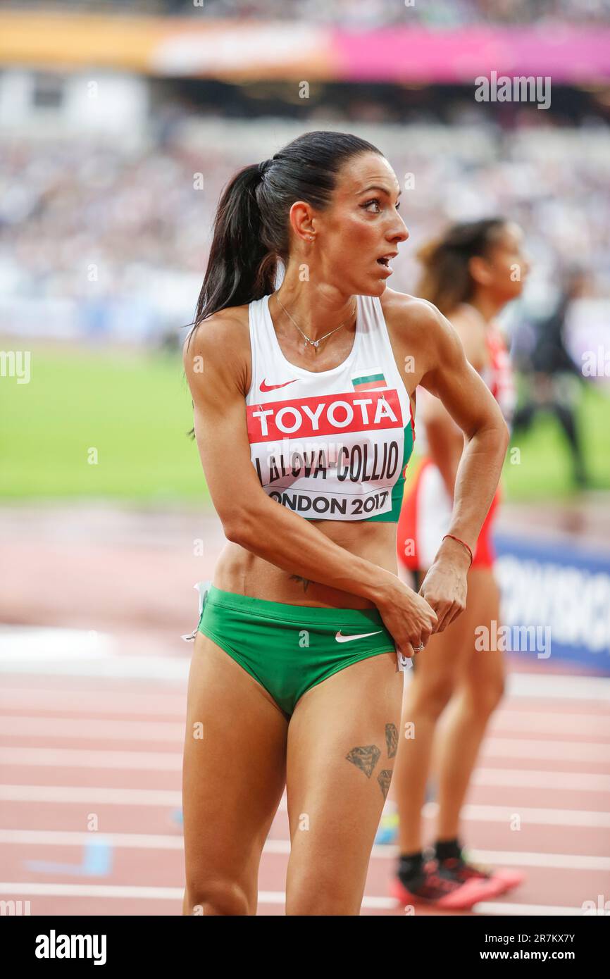 Ivet Lalova-Collio participating in the 100 meter at the World Athletics Championships London ...
