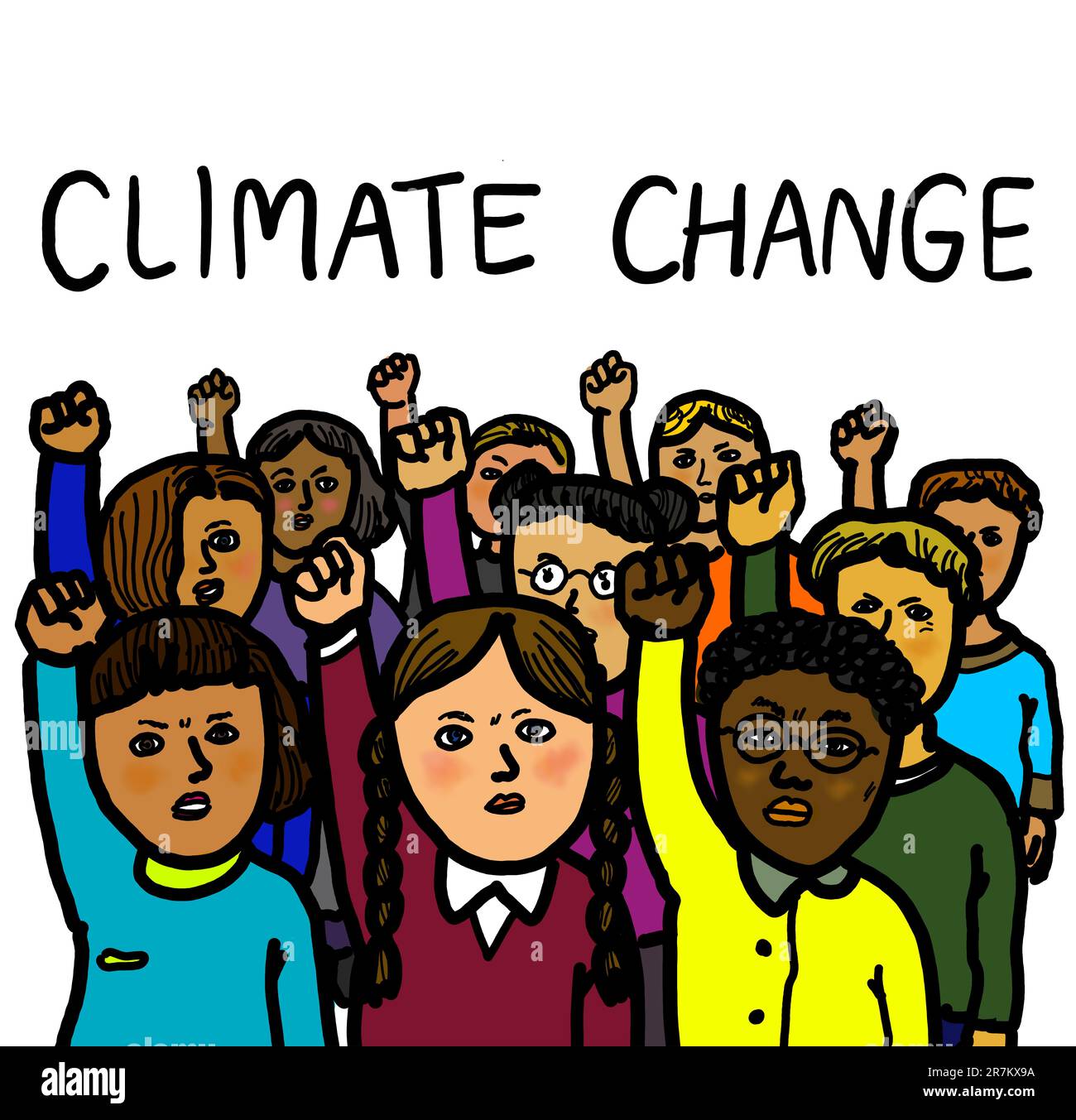 A group of young student activists protesting and make a social ...