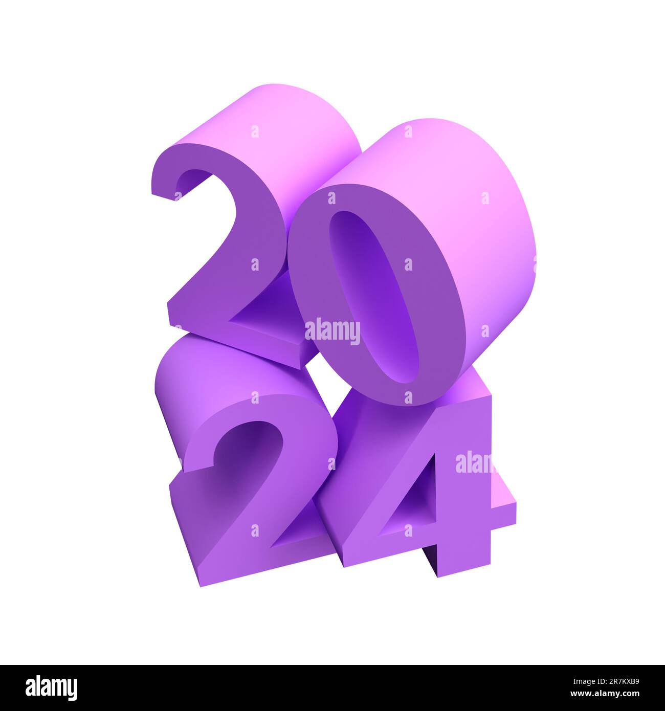 Happy New Year Christmas 2024 with shiny 3D lilac numbers with clipping ...