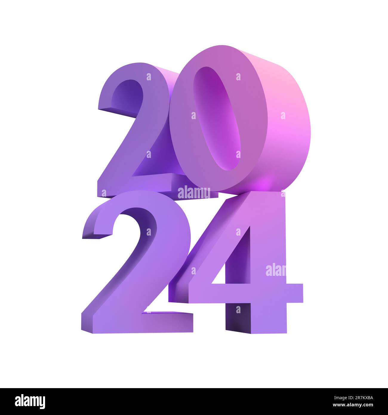 Happy New Year Christmas 2024 with shiny 3D lilac numbers with clipping ...