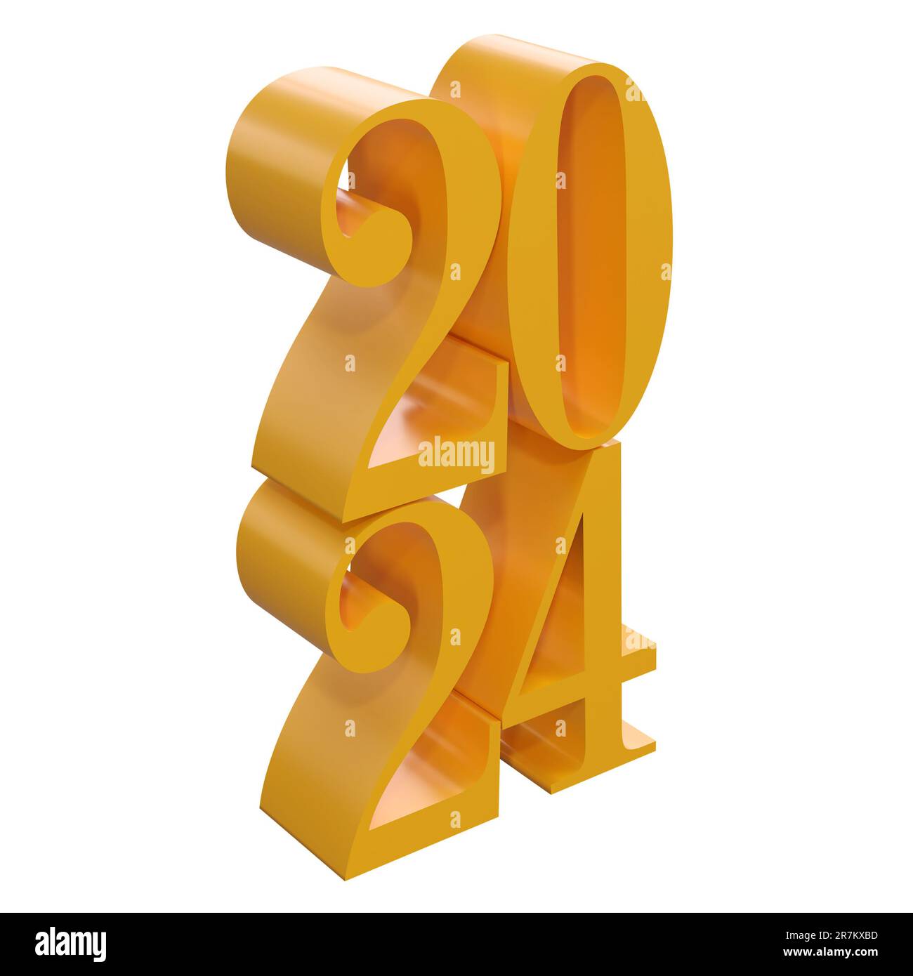 Happy New Year 2024 with shiny 3D golden numbers with clipping path ...