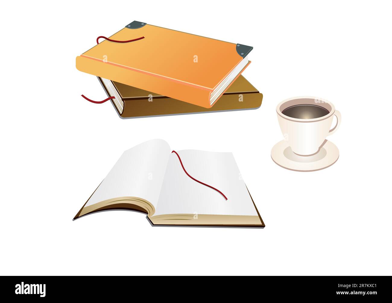 Library books coffee Stock Vector Images - Alamy
