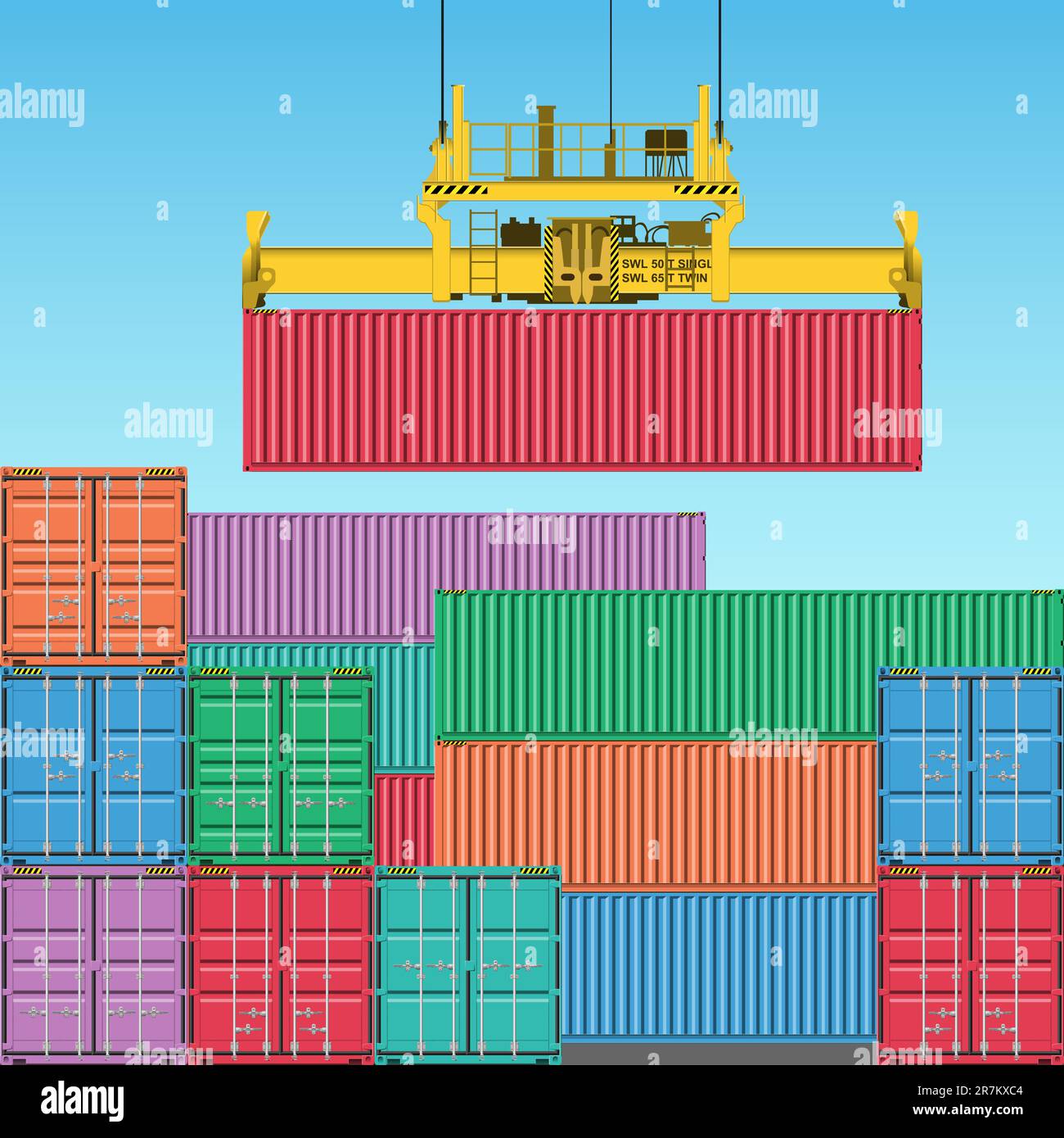 A Freight Container on Crane at the Docks Stock Vector Image & Art - Alamy