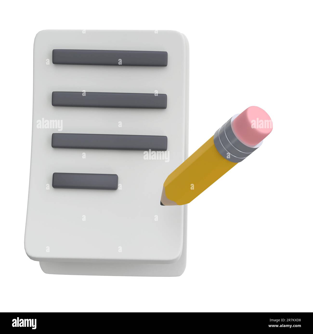 3d white sheet of paper document with strokes and with pencil logo icon ...