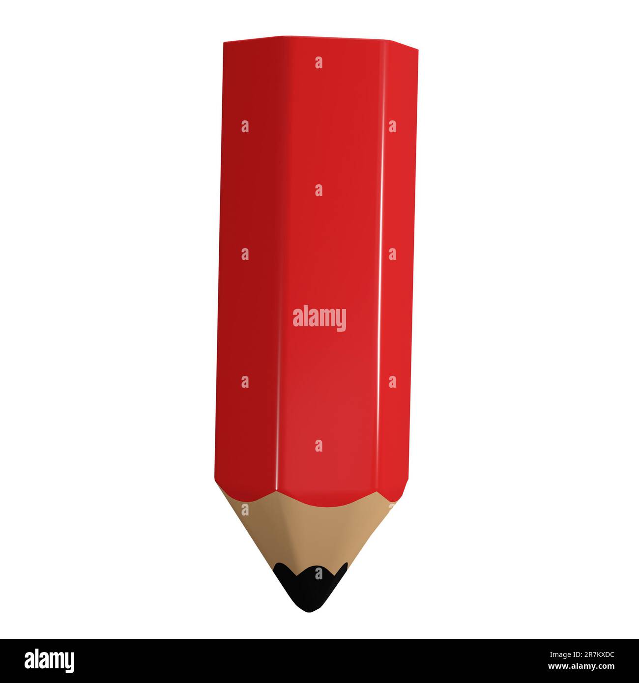 Realistic red pencil 3d icon render. Colored drawing and painting tool ...