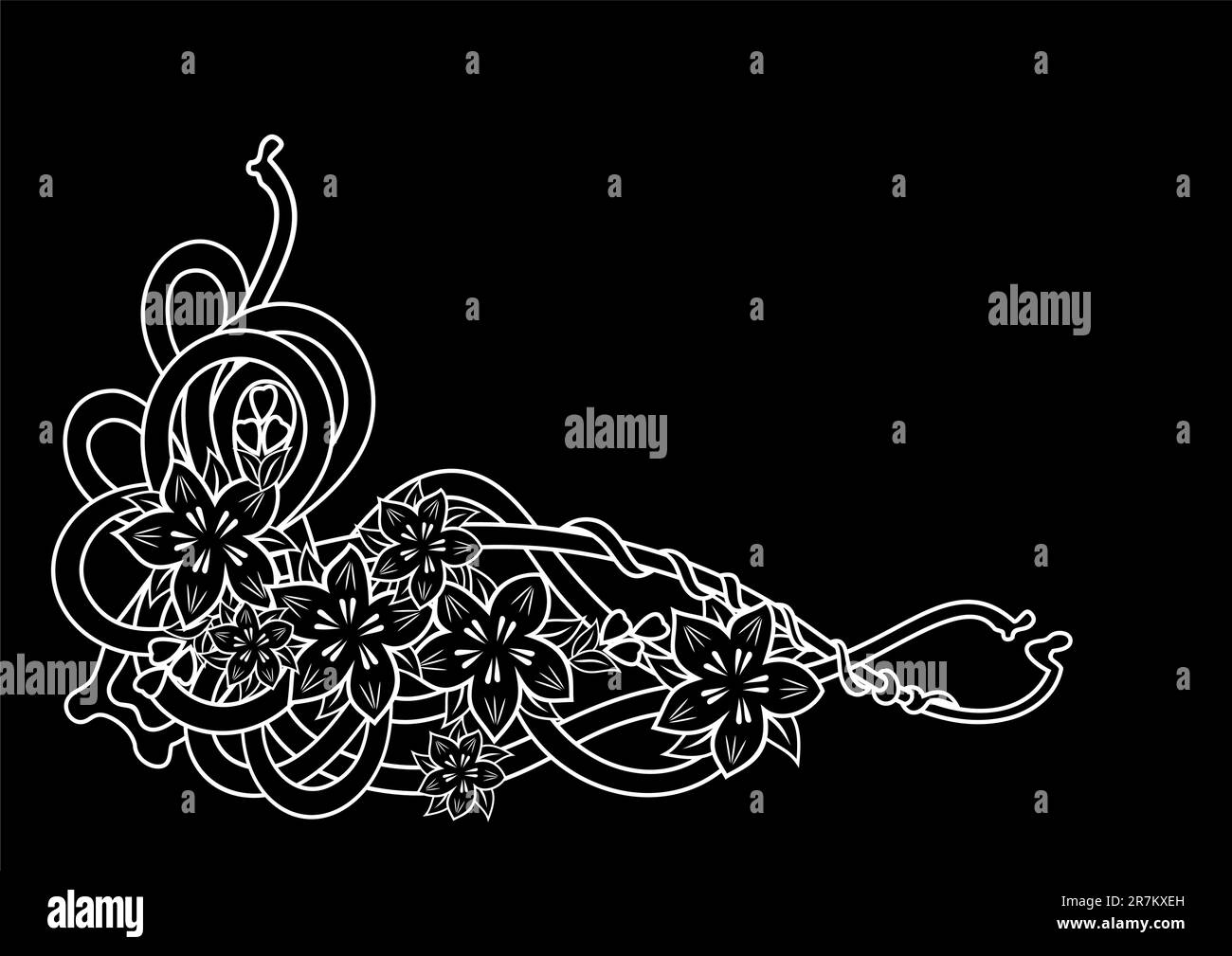 Illustration of abstract black flowers corner Stock Vector Image & Art ...