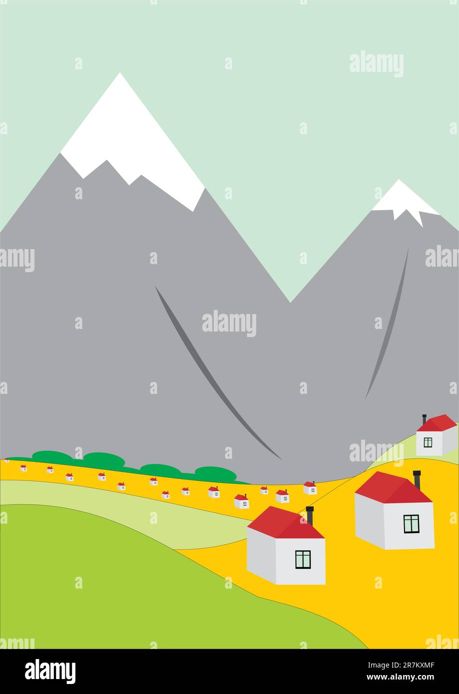 Beautiful village in mountain Stock Vector Images - Alamy