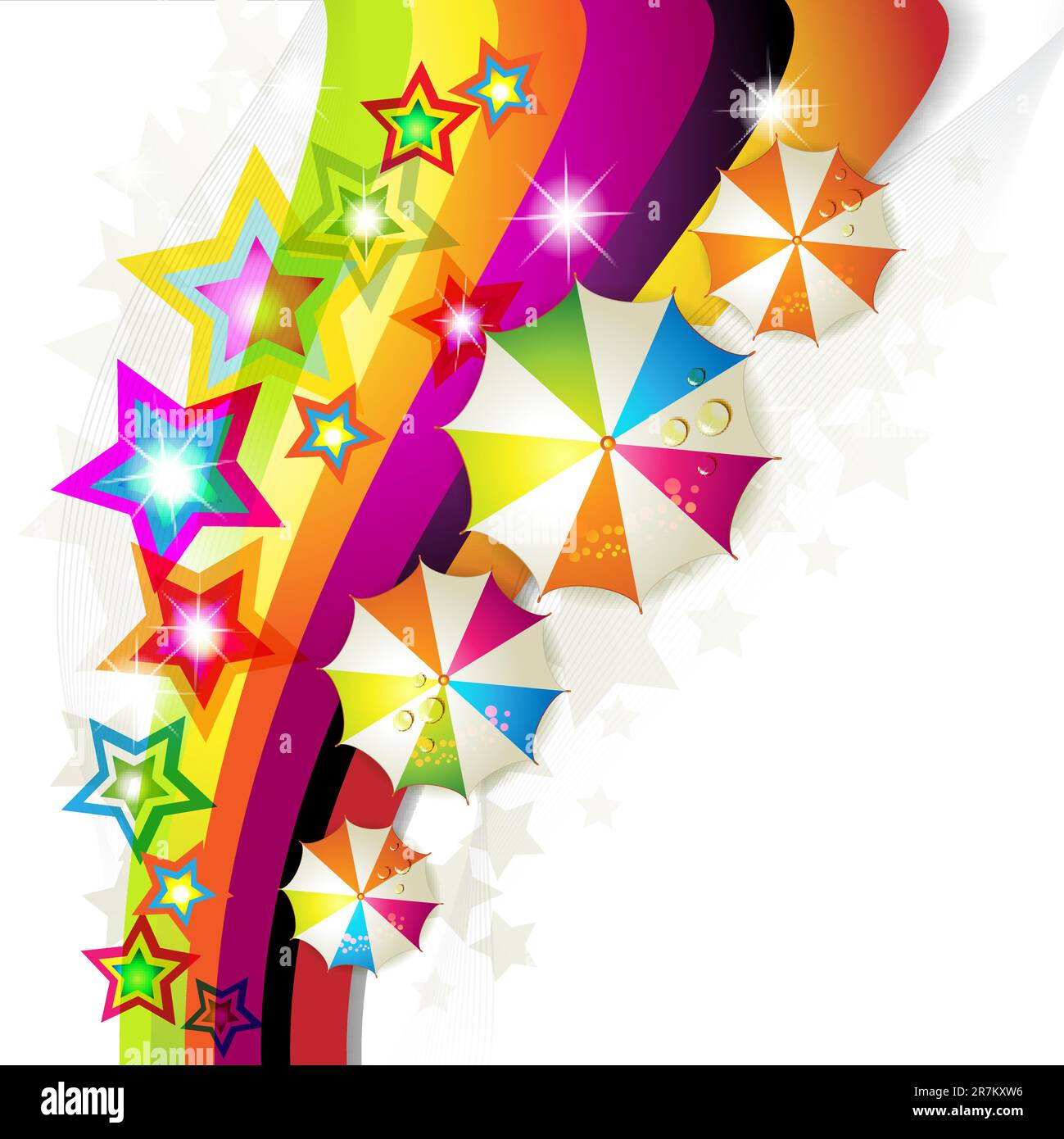 Colored background with colored stars and umbrellas Stock Vector Image ...