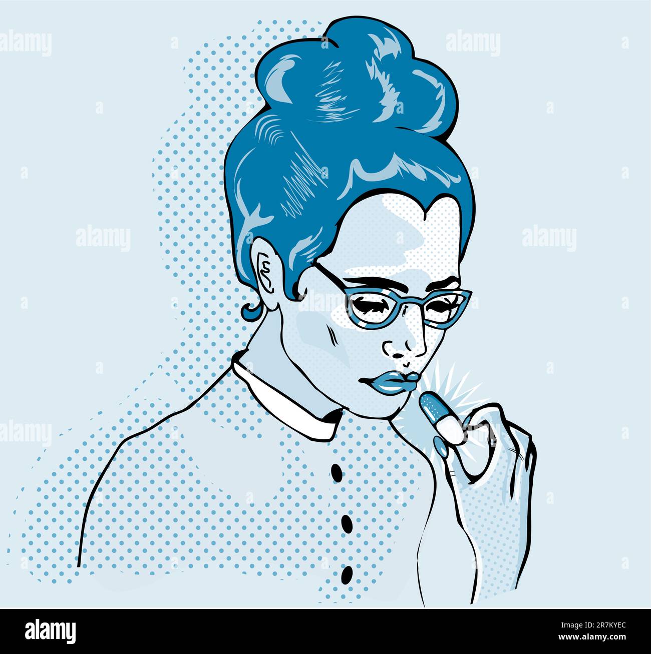 Pop Art Young woman taking a pill. Closeup Stock Vector Image & Art - Alamy