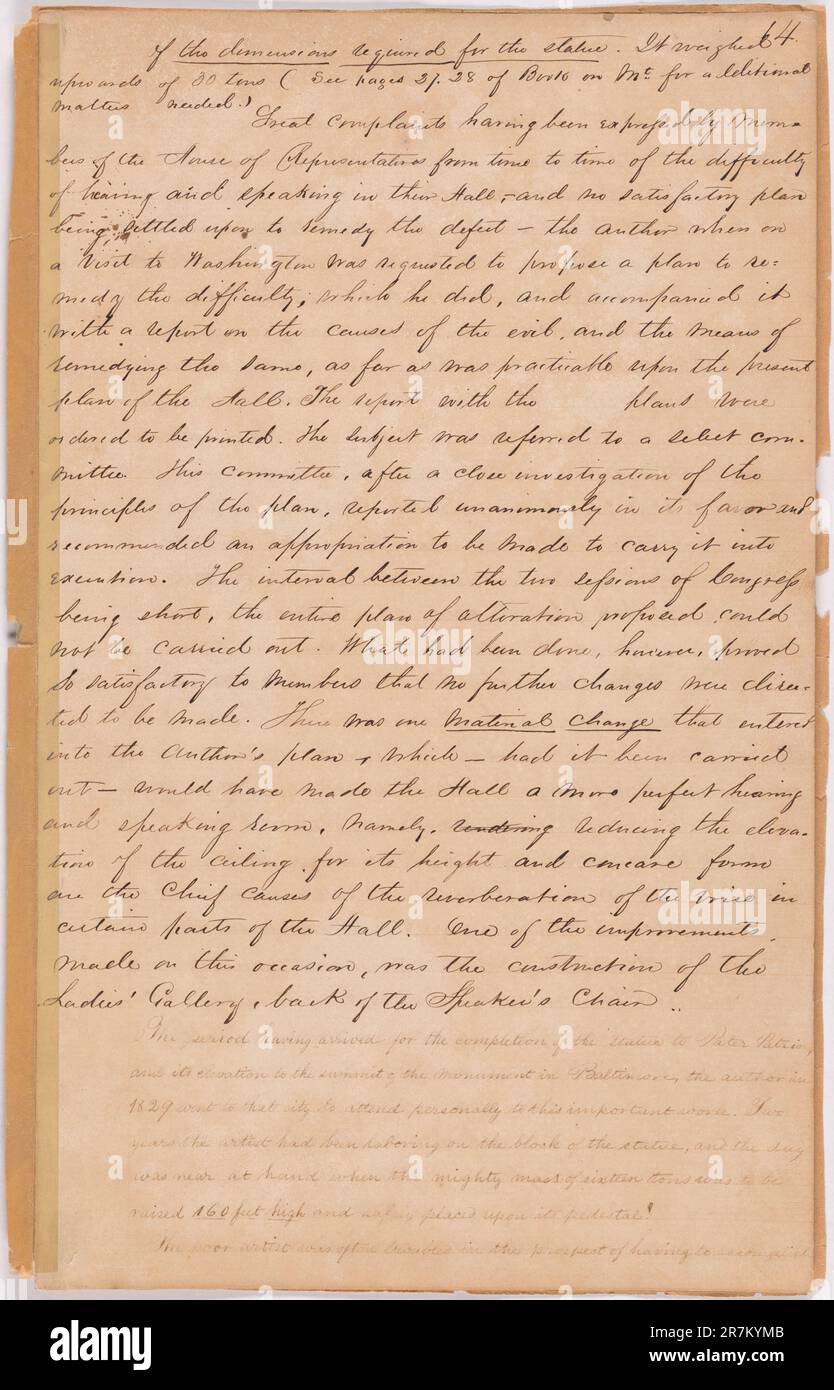 Autobiographical sketch by Robert Mills c. 1836-1840 Stock Photo - Alamy