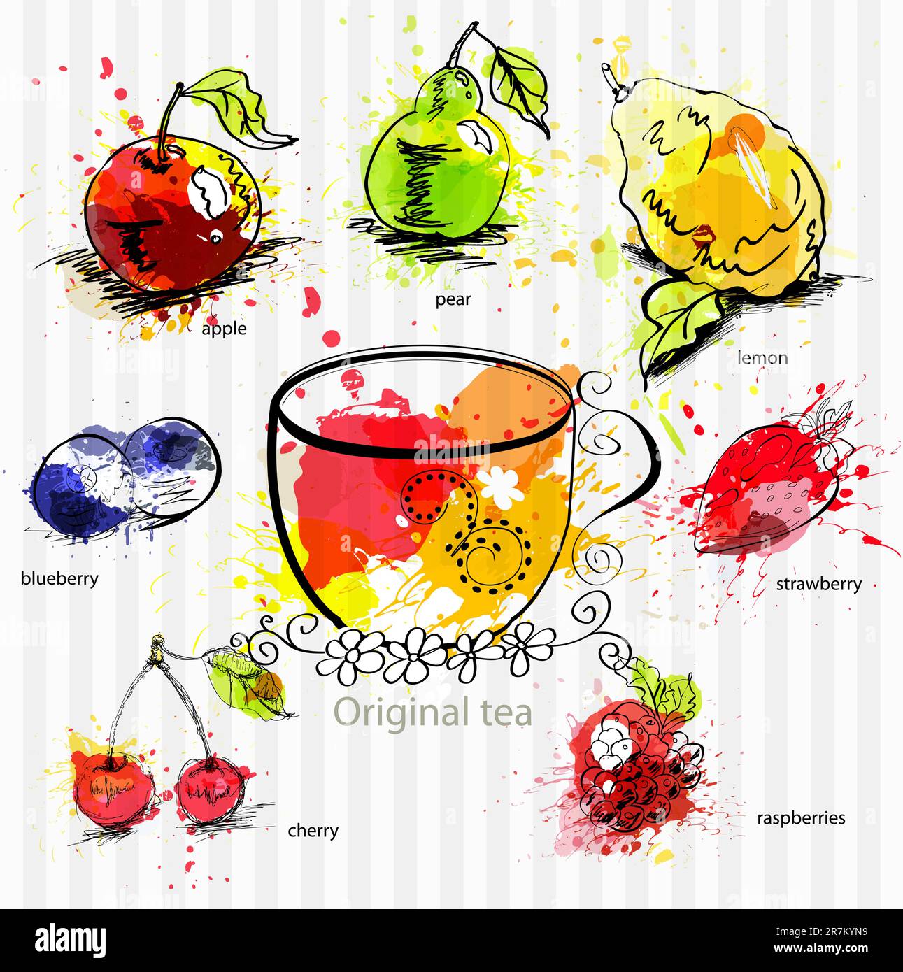 Cup strawberry tea Stock Vector Images - Alamy