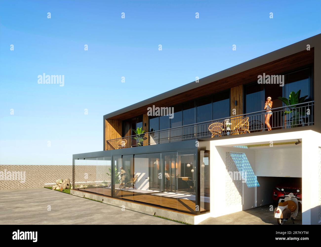 Modern Gazebo Sunroom Pergola on Patio. 3d rendering Stock Photo - Alamy